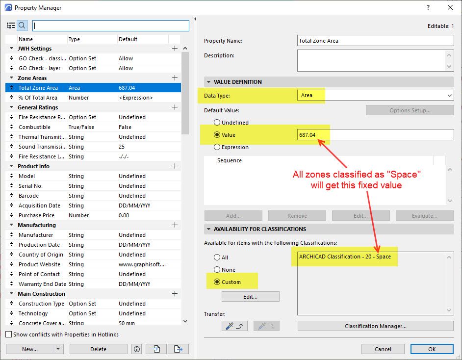 Solved: Adding percentage to Zone Area schedule - Graphisoft Community