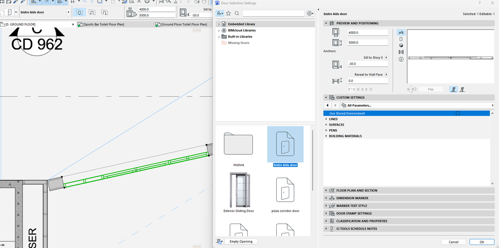 Custom Door with actual door settings and 2d views - Graphisoft Community