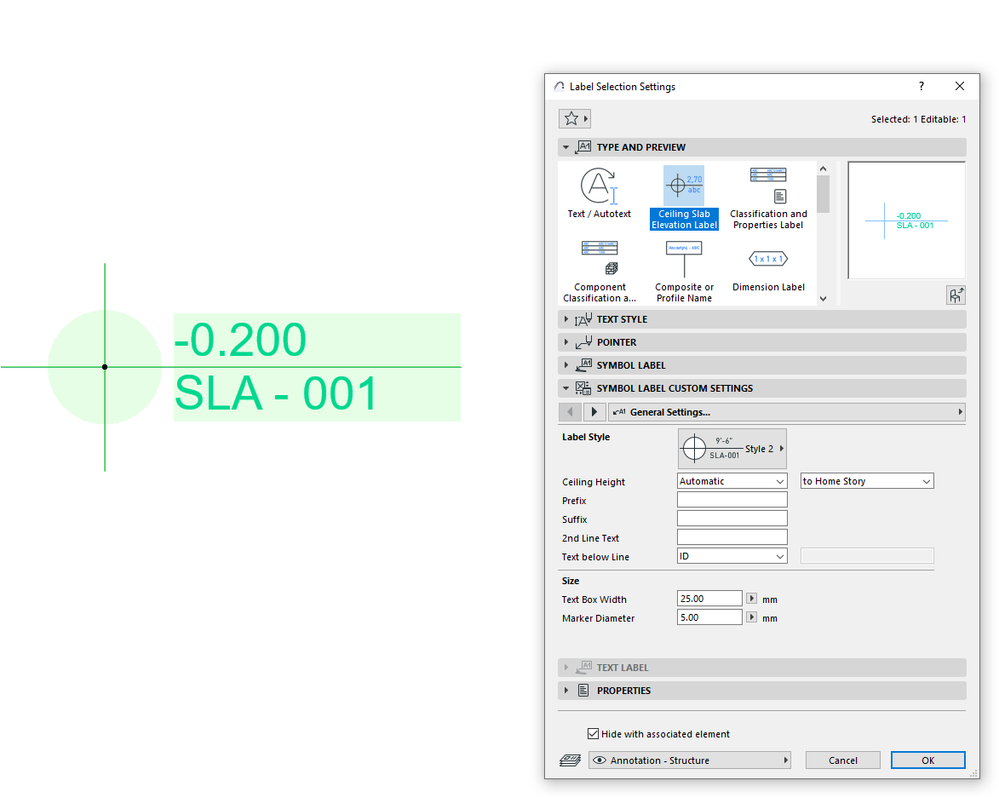 Missing circle on "Ceiling Slab Elevation Label" - Graphisoft Community