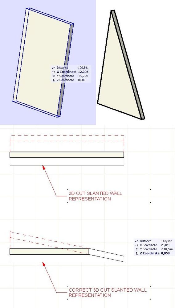 3d cut slanted wall representation problem - Graphisoft Community