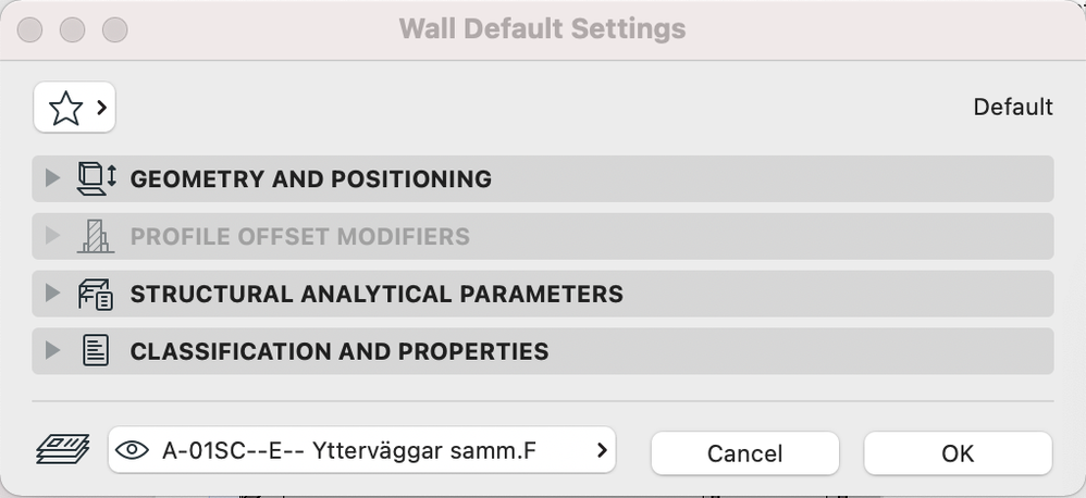 Solved: Wrong panels in "Wall default settings"? - Graphisoft Community
