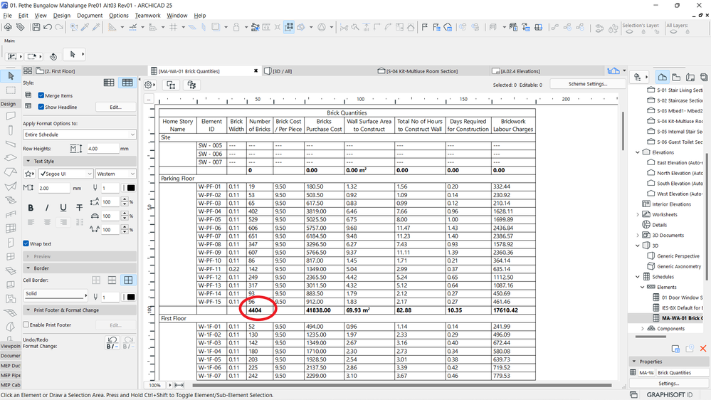 Can the "Total Sum" value of any column from sched... - Graphisoft Community