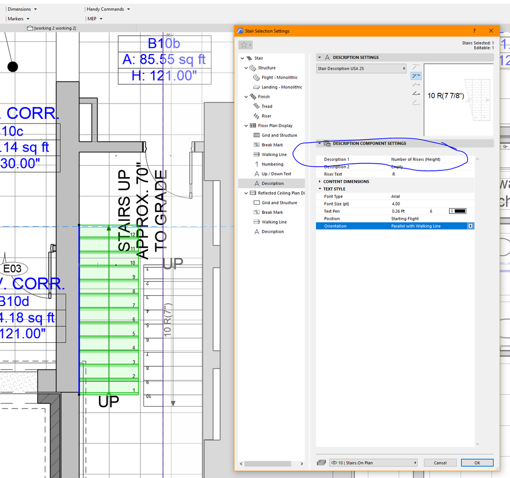 Solved: Stairs missing check box for description showing - Graphisoft Community