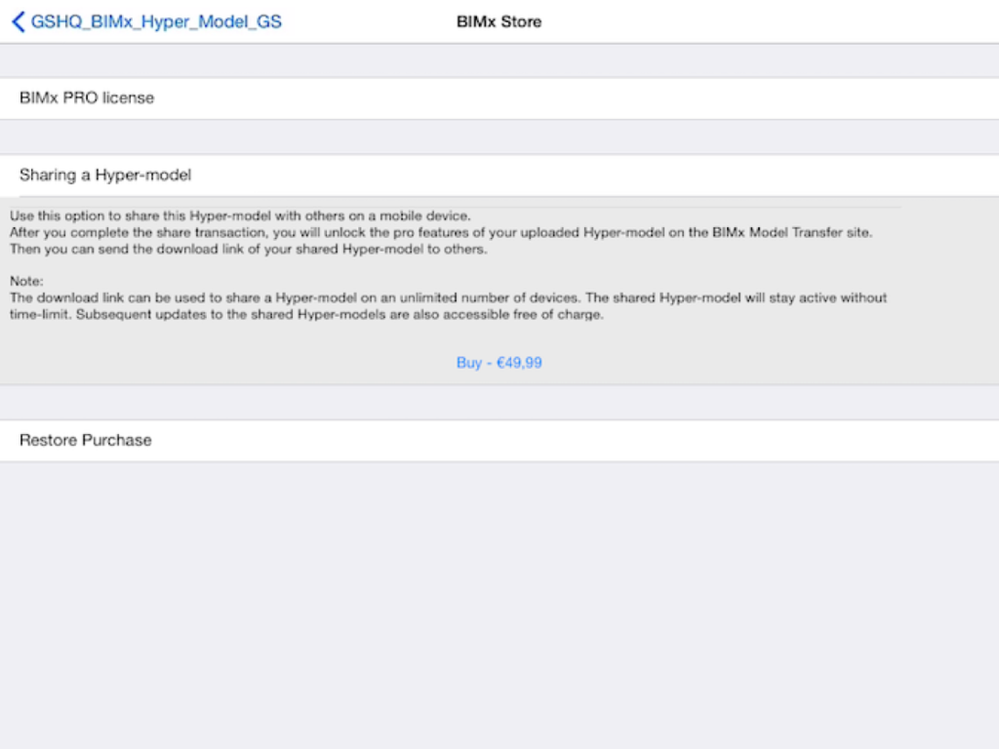 BIMxアプリ内課金：Hyper-modelの共有（iOS/Android） - Graphisoft Community