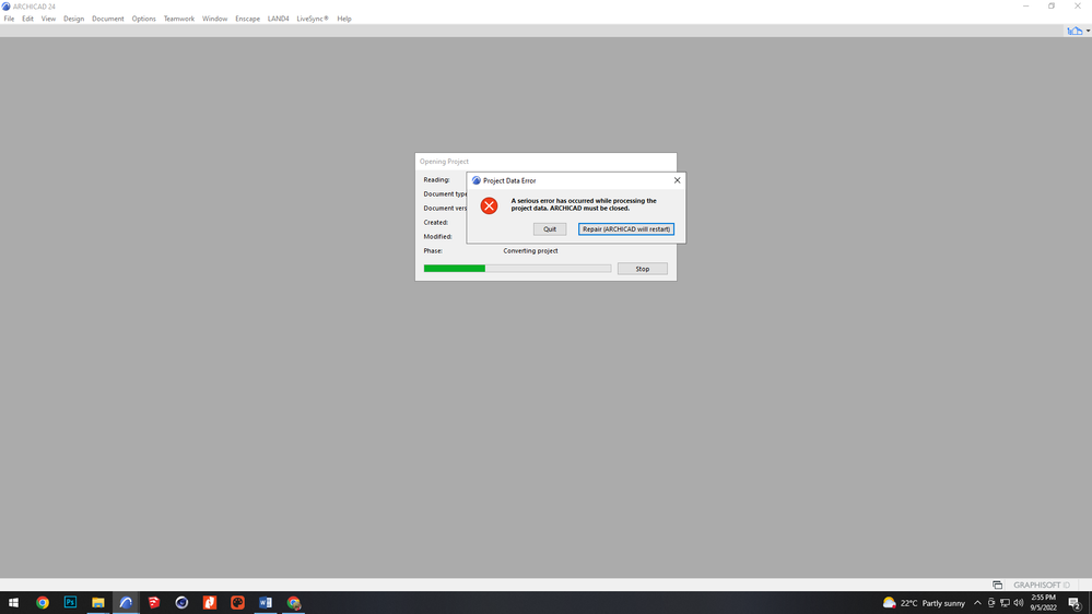 AC 24 "Serious Error" message with prompt to Repai... - Graphisoft Community