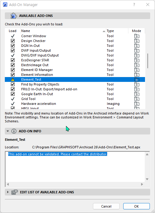 Solved: This add-on cannot be validated. Please contact th... - Graphisoft Community