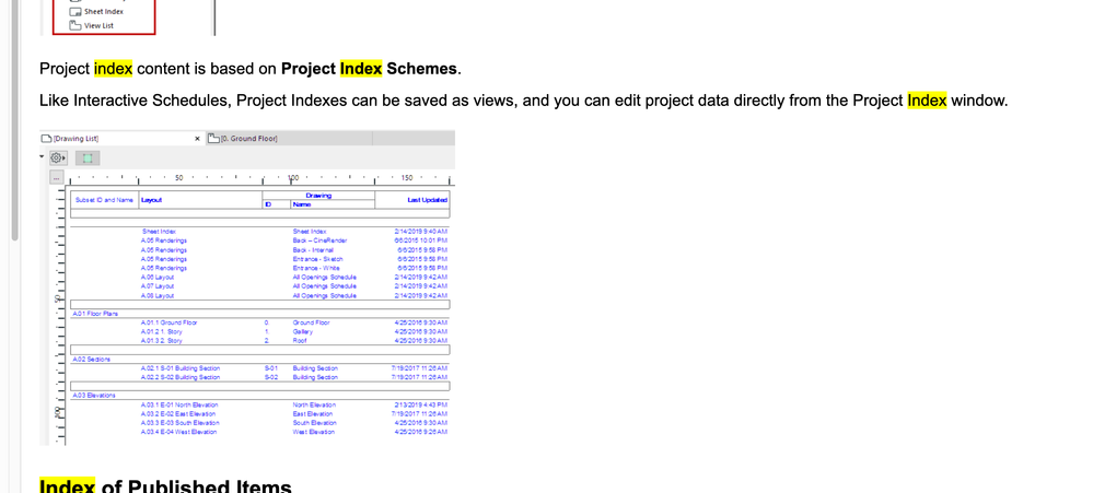 Index Drawing List - Graphisoft Community