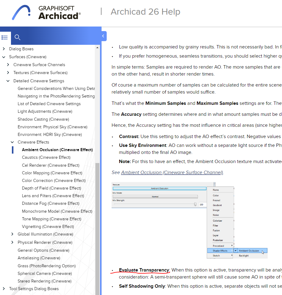 Ambient Occlusion - Evaluate Transparency - missin... - Graphisoft Community