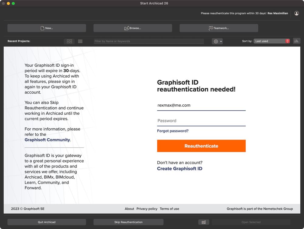 Reauthentication Strikes again... in just months! - Graphisoft Community