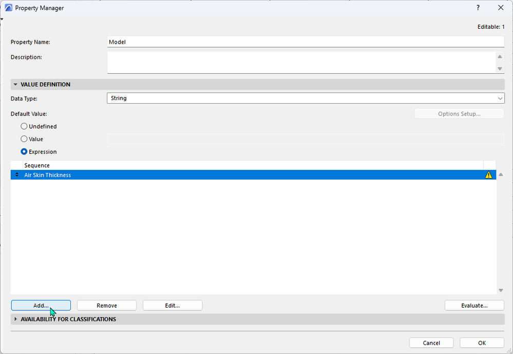 Solved: Is the second ADD possible in Expression of Proper... - Graphisoft Community