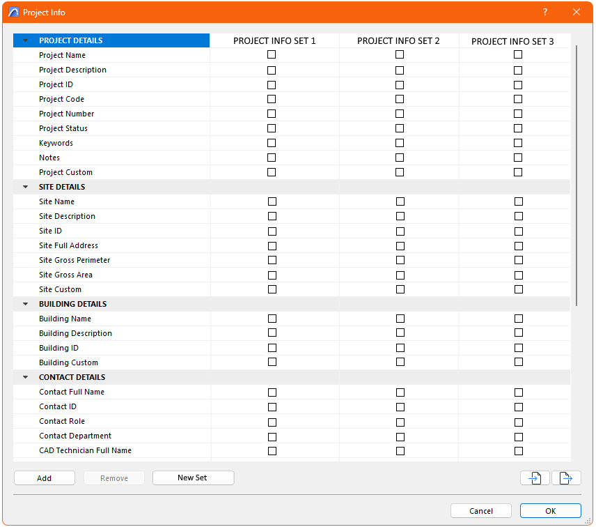 Project Info import and export options - Graphisoft Community