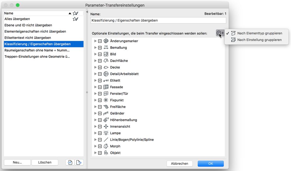 Parameterübergabe / Parameter-Transfereinstellunge... - Graphisoft Community