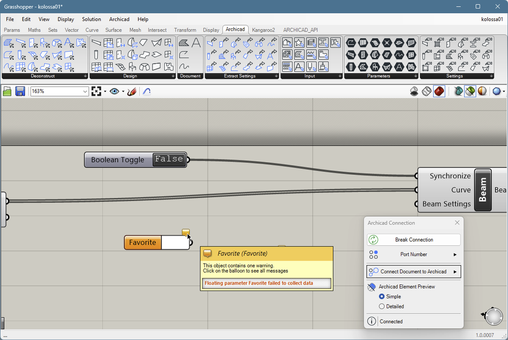 Grasshopper connecion - Input panel elements are f... - Graphisoft Community
