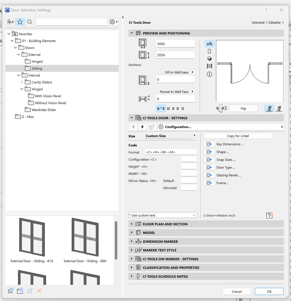 Unable to edit door sizes in plan view - Ci tools - Graphisoft Community