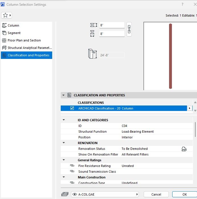 Column to be demolished is NOT showing with hidden... - Graphisoft Community