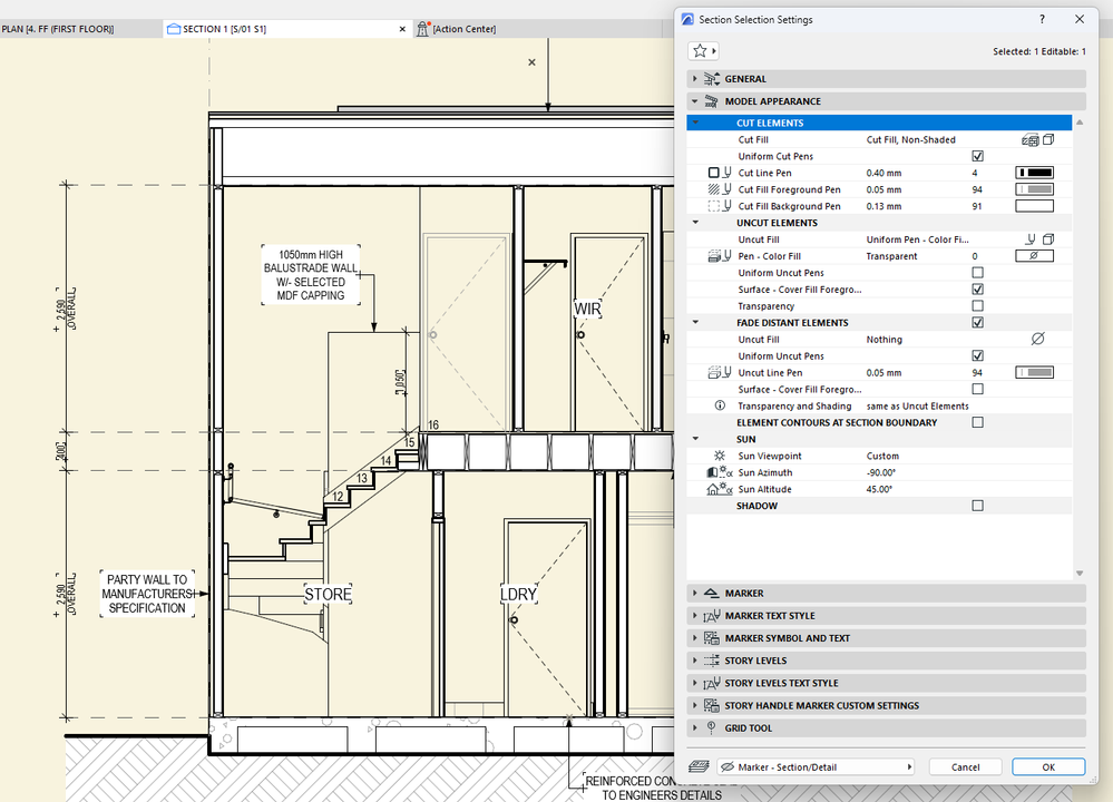 How to adjust lineweight in Sections and Elevation... - Graphisoft Community