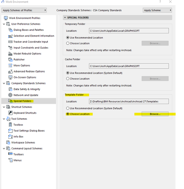 Ability to choose central location for documentati... - Graphisoft ...