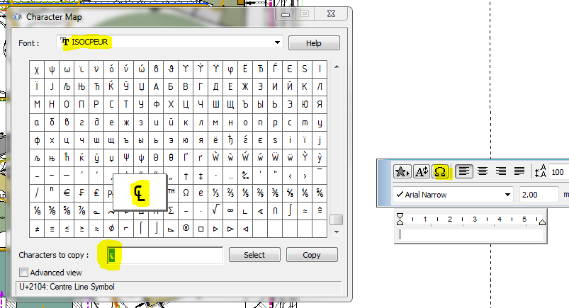 Where is the "CENTER LINE" symbol in Archicad text... - Graphisoft ...